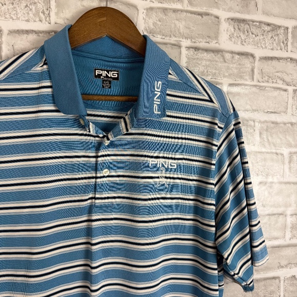 Ping | Shirts | Ping Vintage Embroidered Logo Enlarged Blue Striped ...